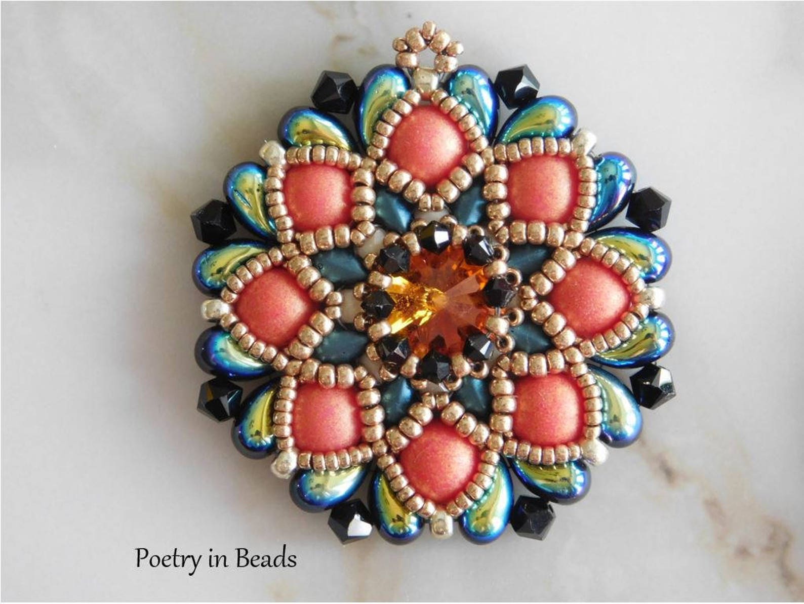 Beaded Pendant Tutorial Beading Pattern Meekyoung Pendant | Etsy