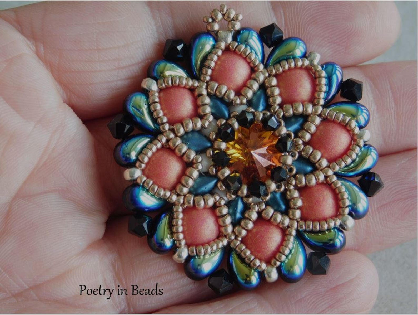 Beaded Pendant Tutorial Beading Pattern Meekyoung Pendant | Etsy