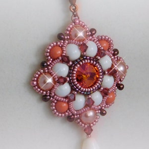 Bead Pendant, Jewelry, Tutorial, Pattern, Instructions, Beadweaving, Necklace, Beaded, Rivoli ...