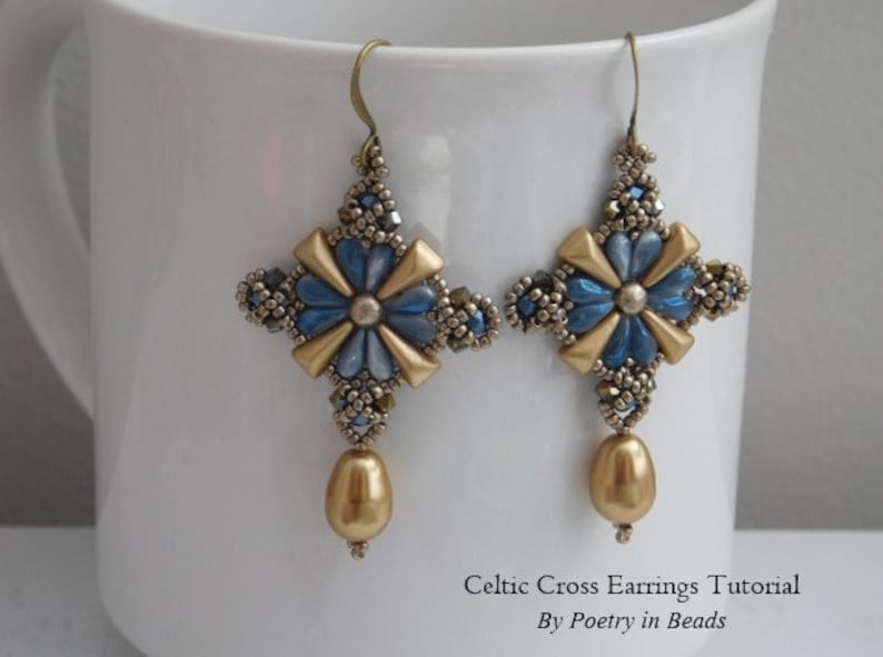 Beaded Earrings Tutorial, Celtic Cross Earrings Tutorial, Vexolo ...