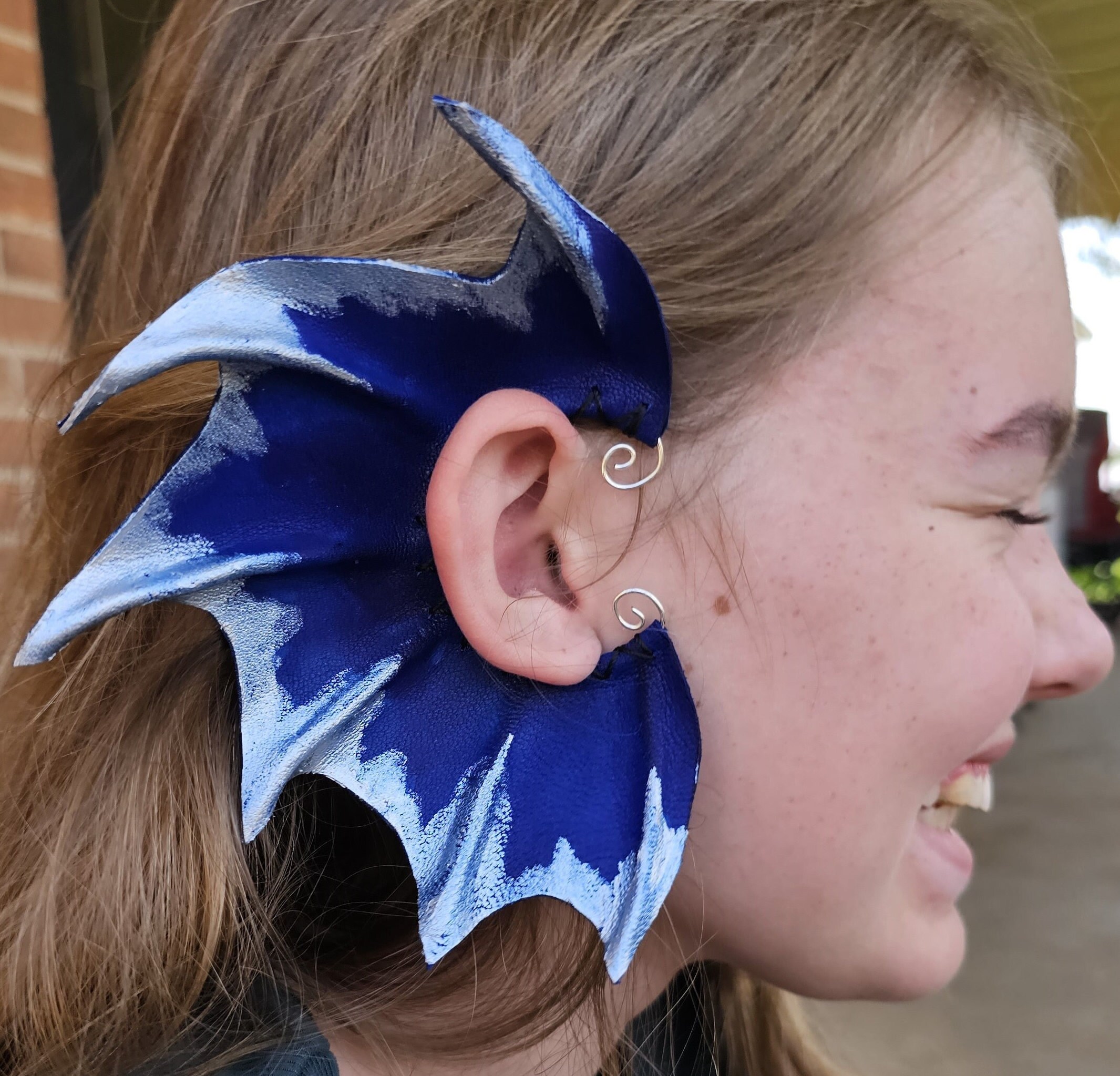 Dragon Ear Cuff, Fantasy, Larp, Elf Ear, Blue, Silver, Leather, Mermaid ...