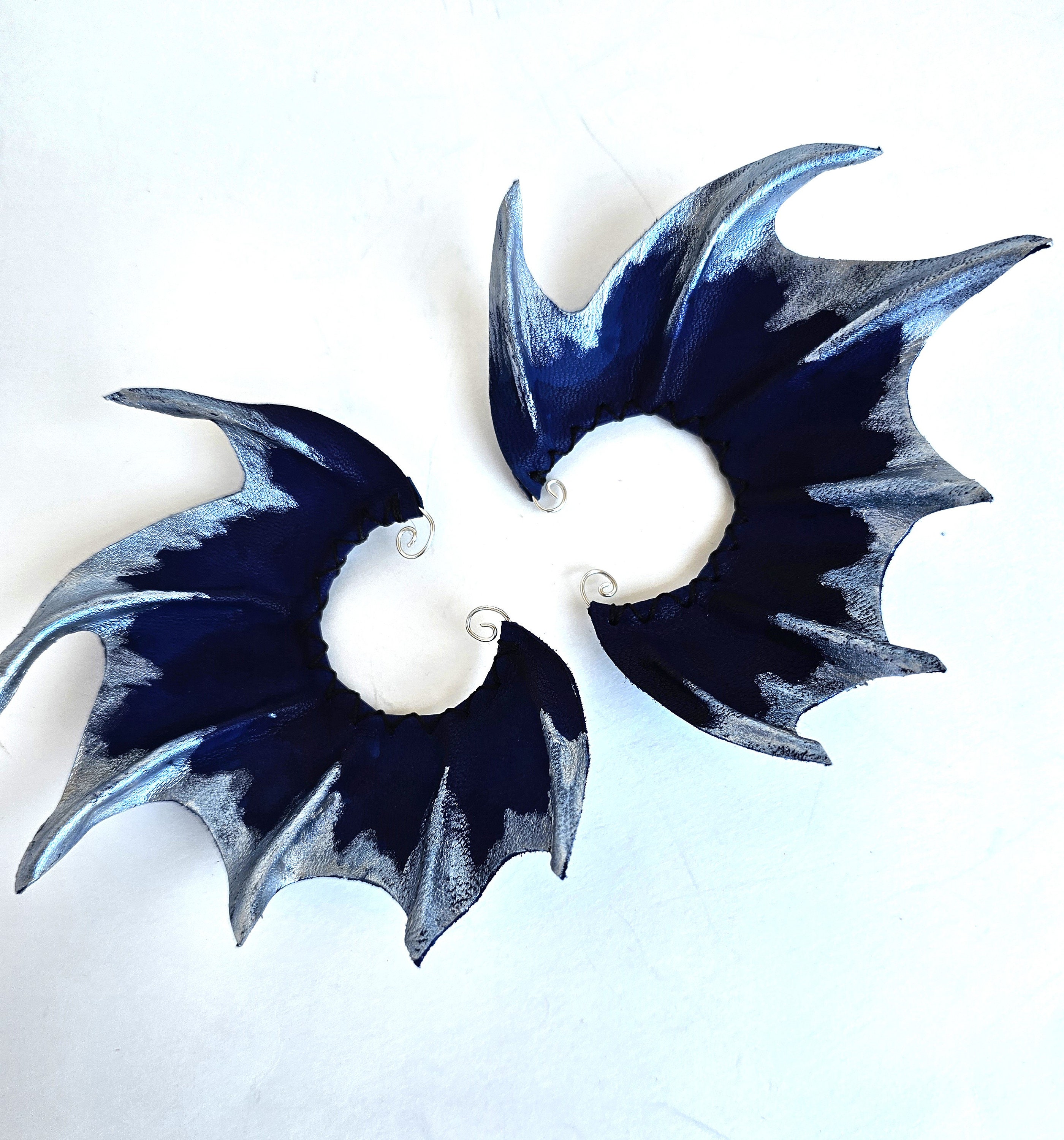 Dragon Ear Cuff, Fantasy, Larp, Elf Ear, Blue, Silver, Leather, Mermaid ...