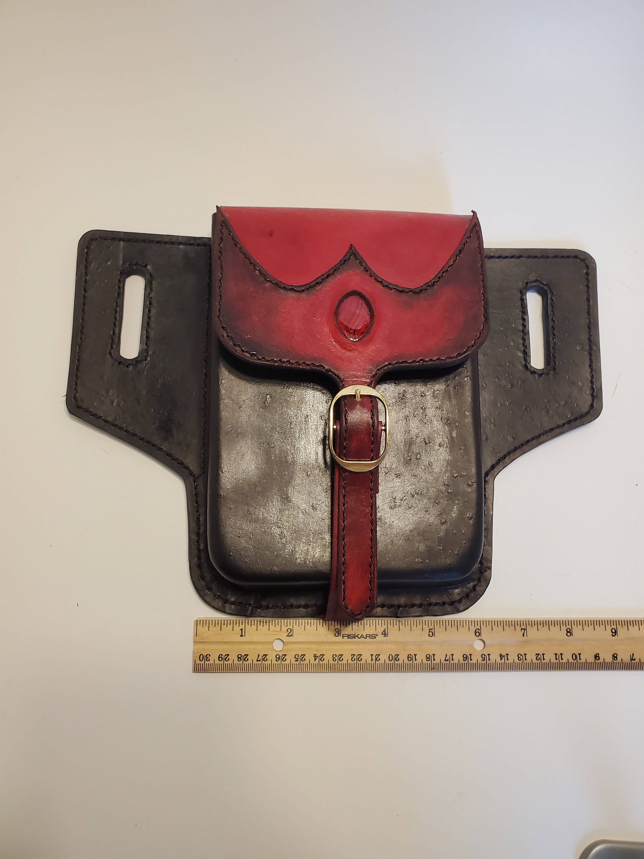 Belt Bag, Hip Bag, Leather Larp Bag, Renfaire Bag, Red, Black - Etsy