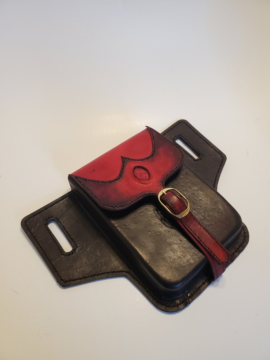 Belt Bag, Hip Bag, Leather Larp Bag, Renfaire Bag, Red, Black - Etsy