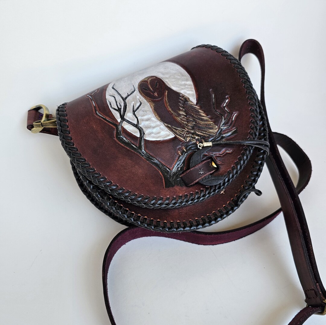 Owl Bag, Boho Owl Bag, Flap Bag, Renfaire Purse, Hand Tooled Leather ...
