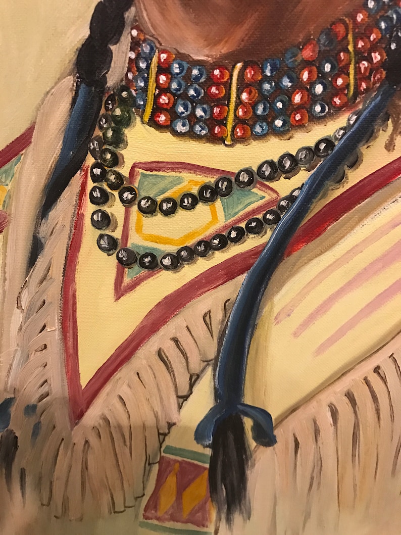 Rare Painting of Native American two Guns White Calf by Elizabeth ...