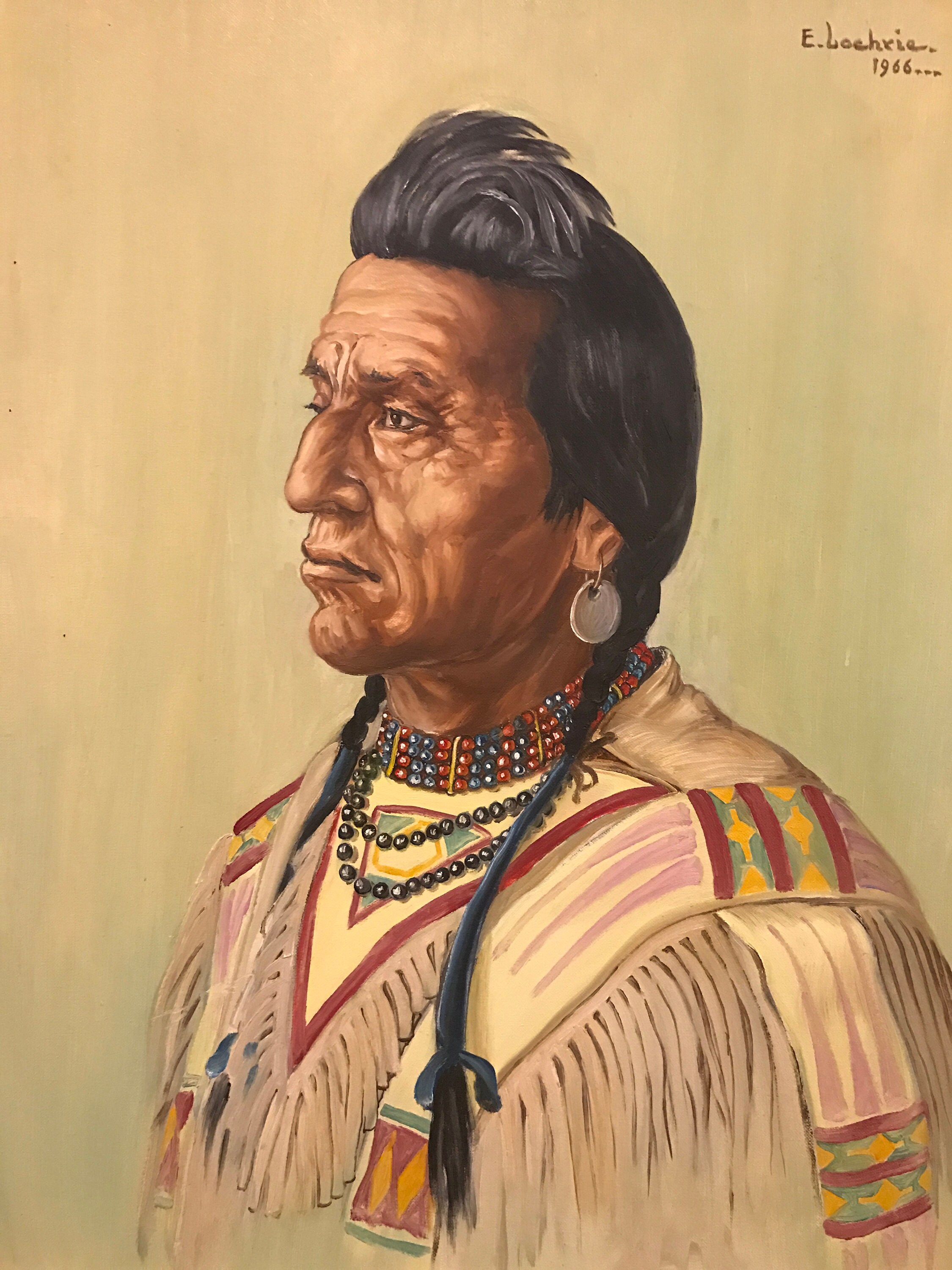 Rare Painting of Native American two Guns White Calf by Elizabeth ...