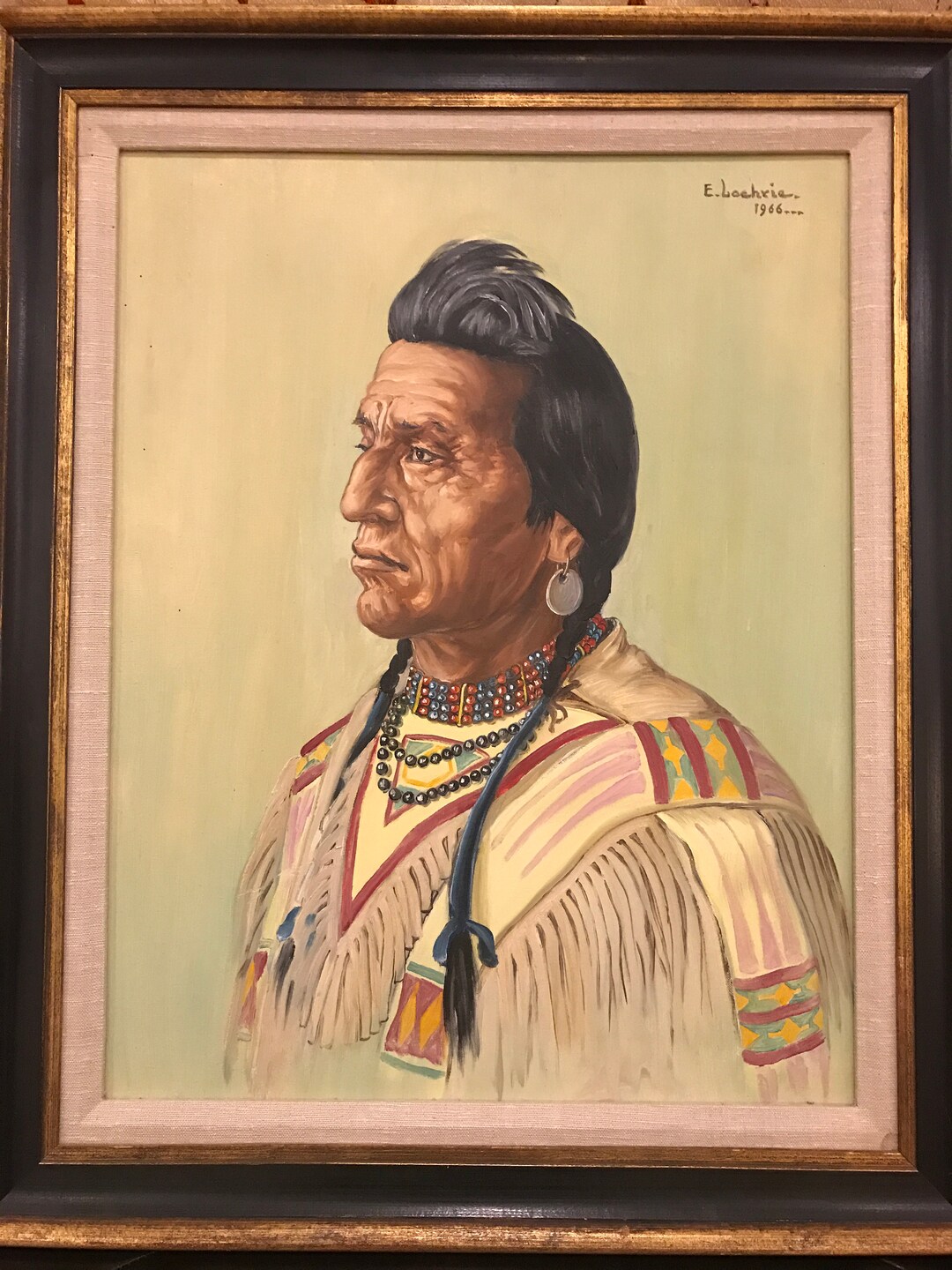 Rare Painting of Native American two Guns White Calf by Elizabeth ...