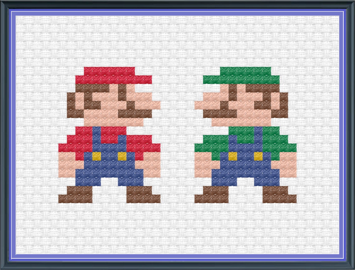 Mario and Luigi Cross Stitch PATTERN PDF - Etsy