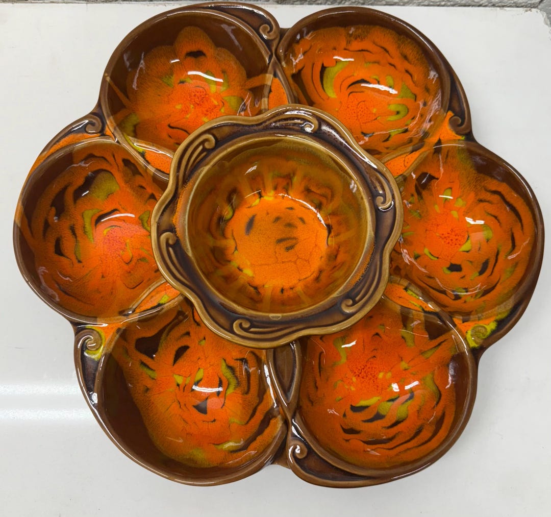 Vintage 1960's California Orig. Pottery Relish Veggie Chip Dip 3 ...