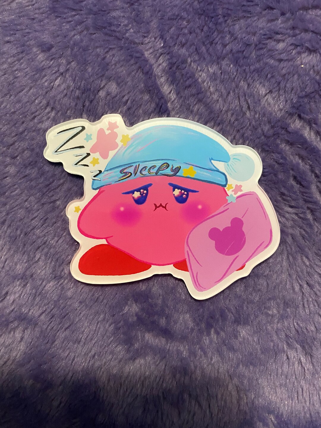 Cute Pink Round Character Who is Sleepy Magnet - Etsy