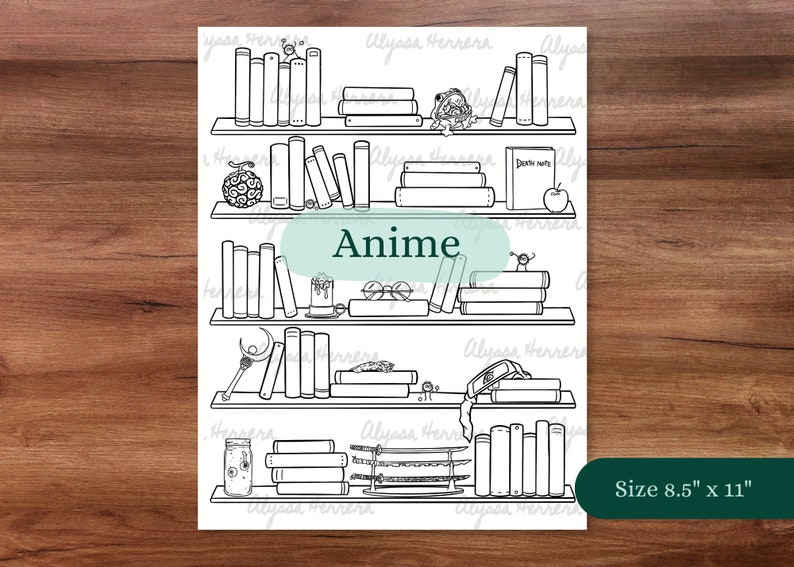 Anime/manga Themed Book Tracker - Hand Drawn Design - Printable - 50 ...