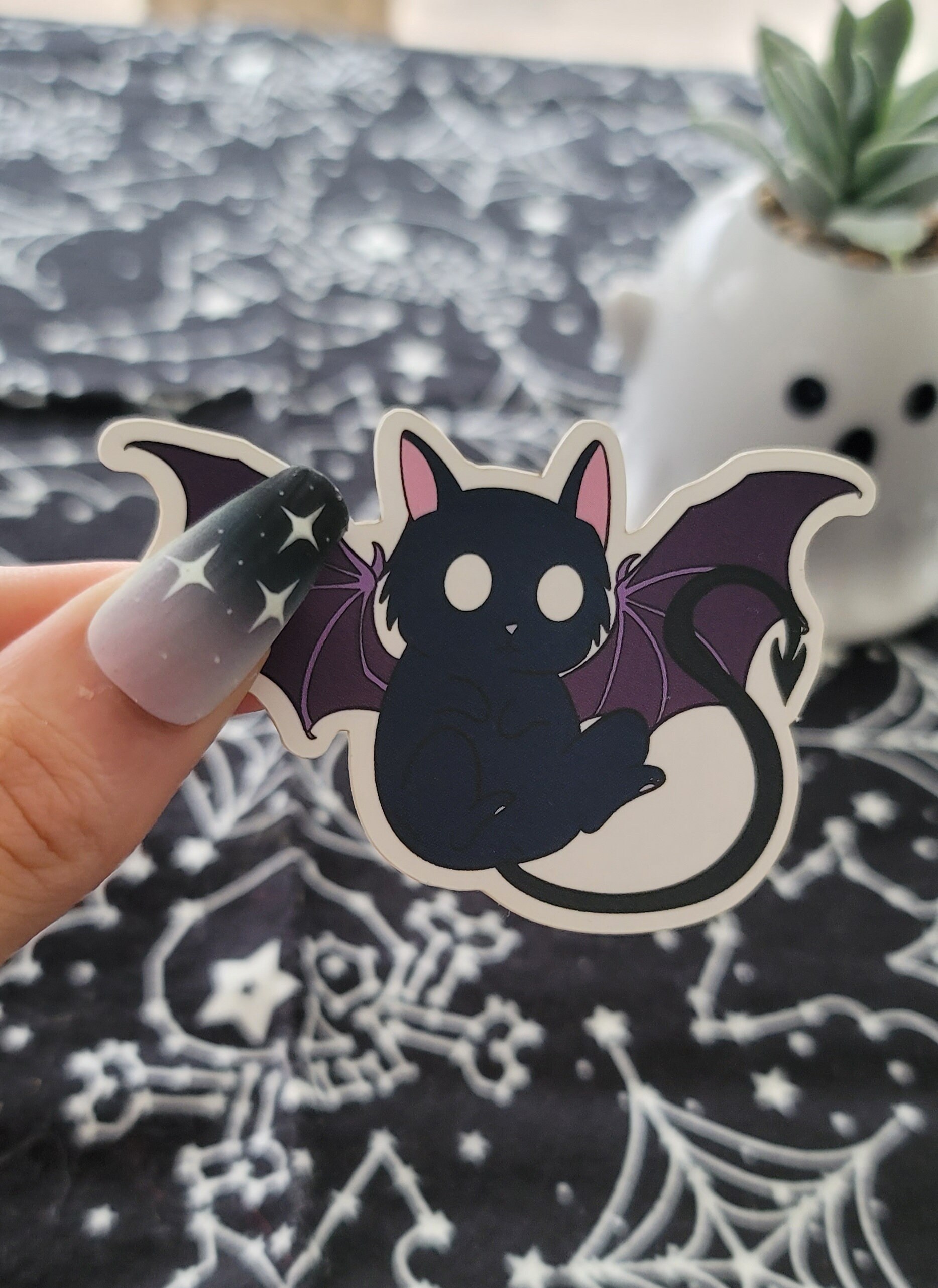 Bat Cat Vinyl Sticker - Etsy