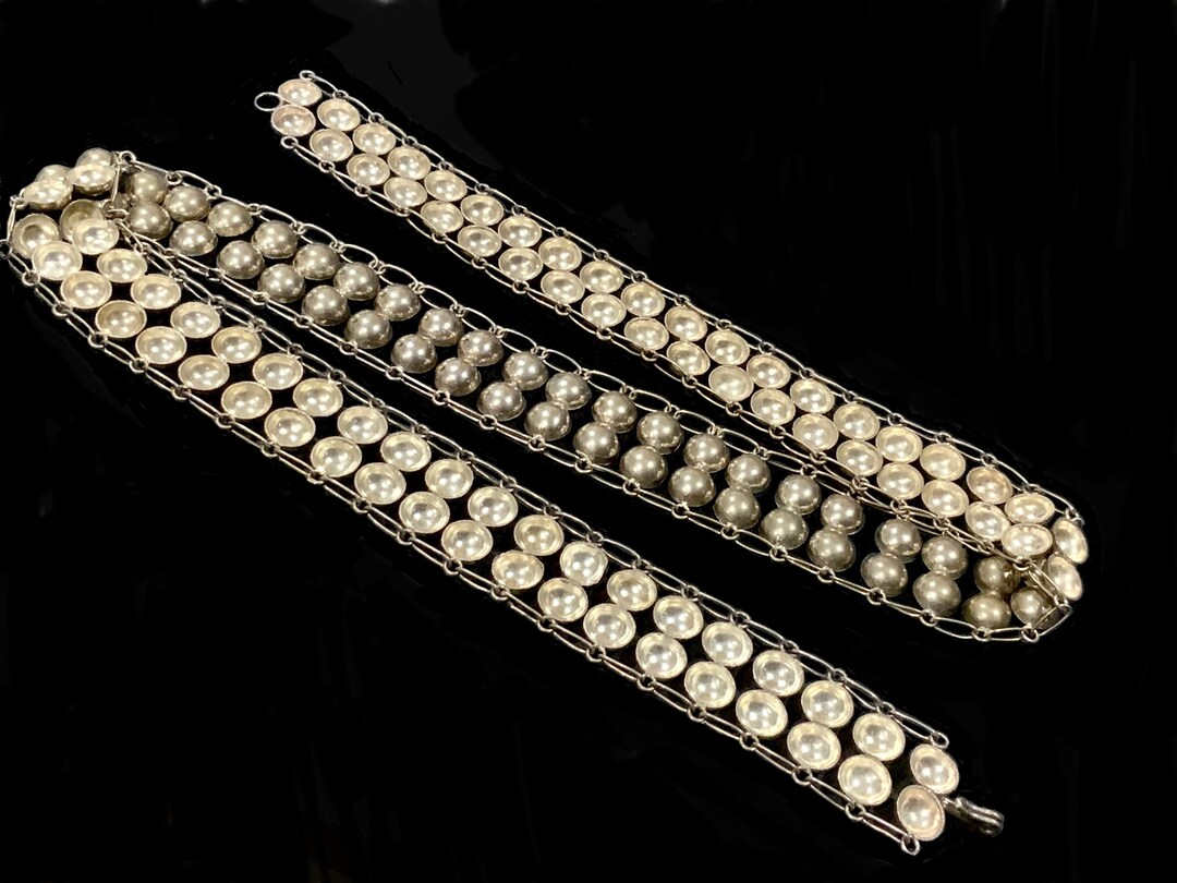 Vintage Mexico Double Bubble Chain Link Belt Sterling Silver Modernist ...