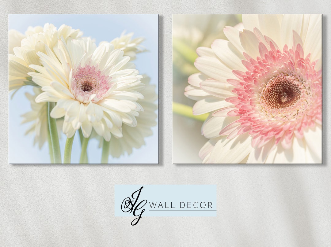 Floral Print Set of 2 pastel Floral Art Set daisy Wall Art floral ...