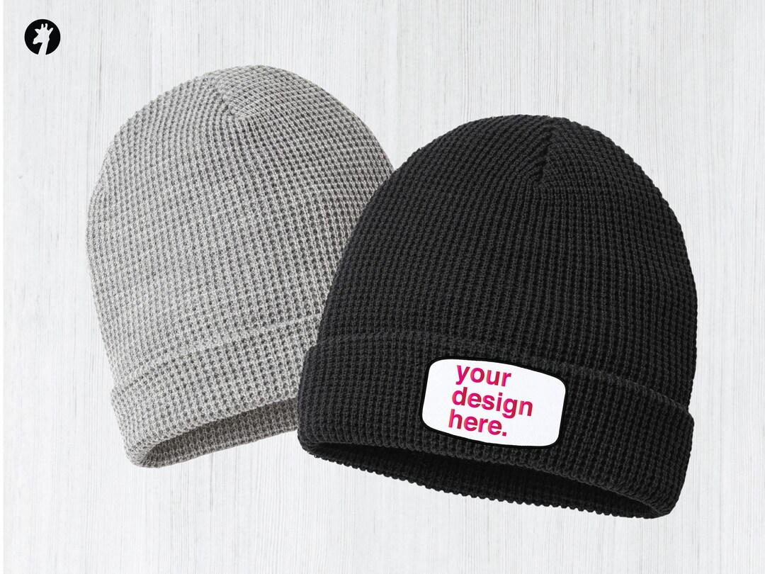 Custom Beanies | Waffle Cuffed Beanie Personalized With Sublimation ...