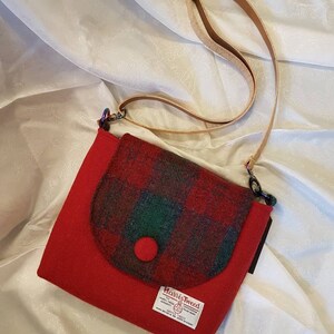 Harris Tweed Handbag/shoulder Bag/cross Body Bag. Red With Red and ...