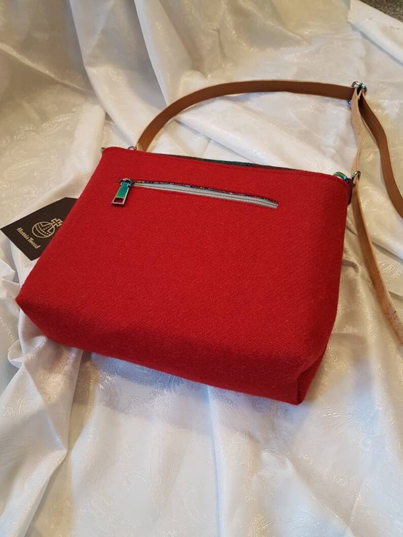 Harris Tweed Handbag/shoulder Bag/cross Body Bag. Red With Red and ...