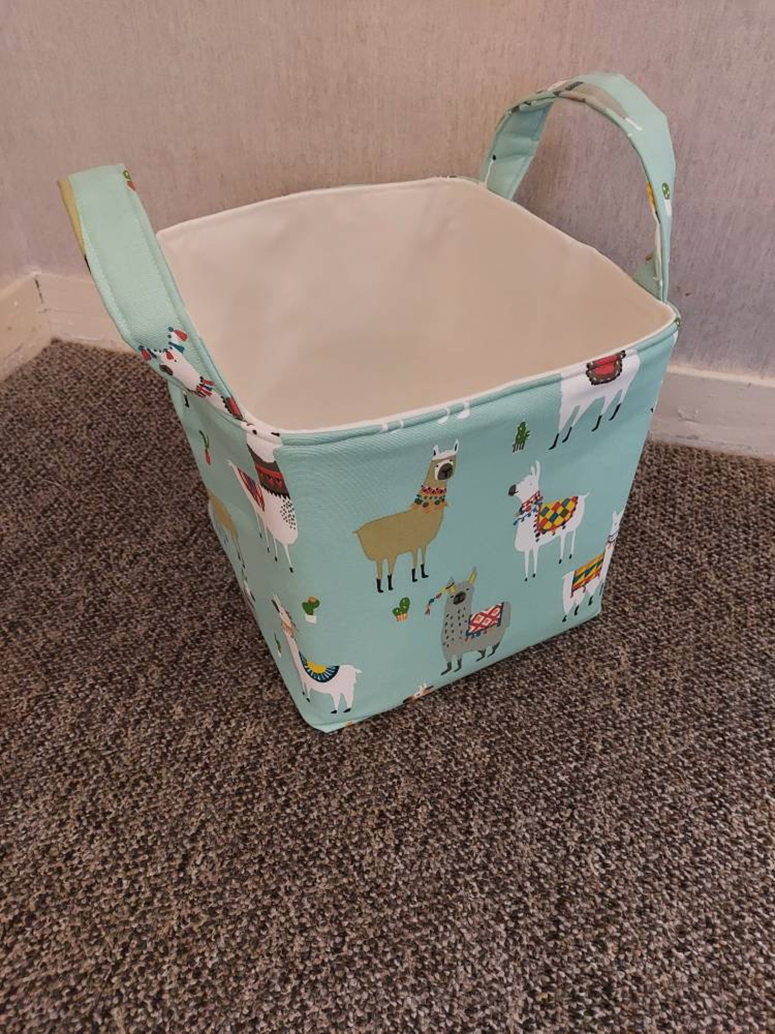 Large Fabric Storage Basket. Llama/alpaca Basket - Etsy UK