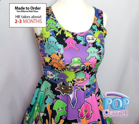 Splatoon Inspired Dress Splatoon Skater Dress Inkling Dress - Etsy