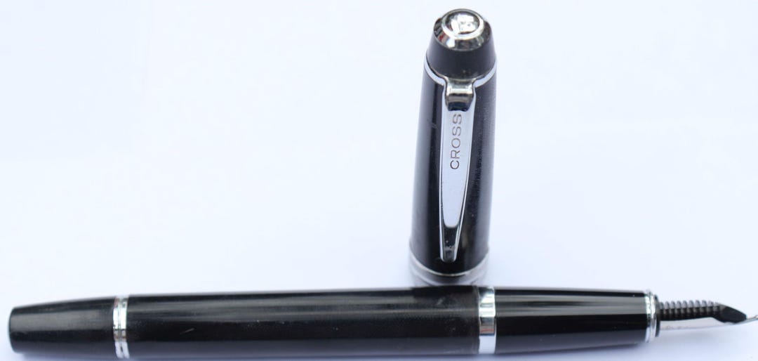 Cross Bailey Fountain Pen Black Plastic Body Medium Steel Nib USA - Etsy