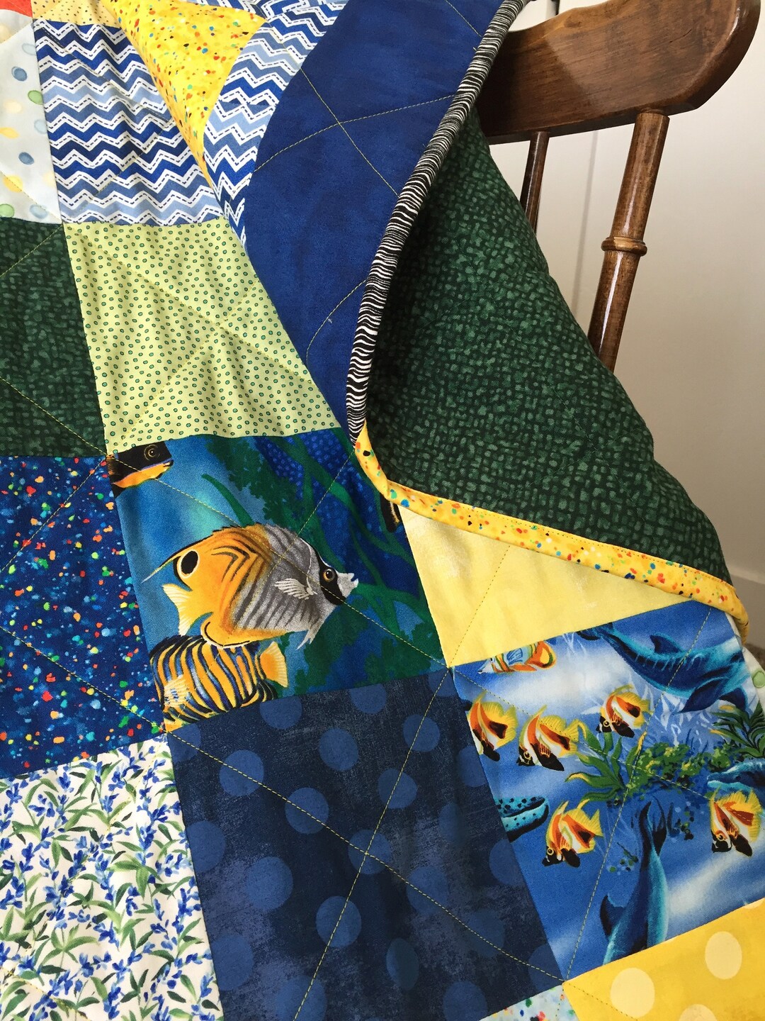 Aquarium Fish Decor or Lap Quilt Beach Cottage/hawaiian Living/ocean ...