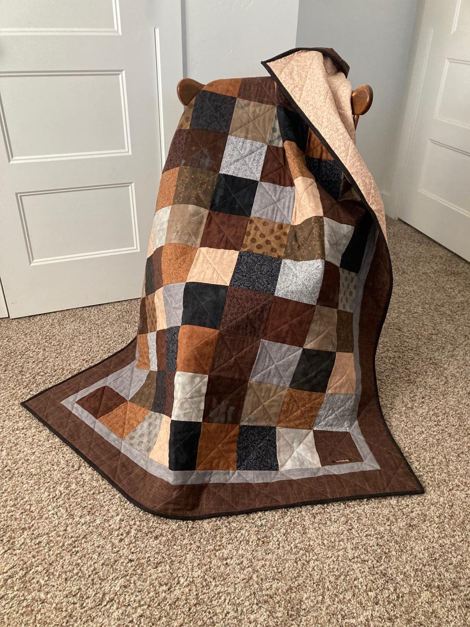 Father's Day LAP Quilt! Urban Decor, Neutral Living, Earth Tone Cotton ...