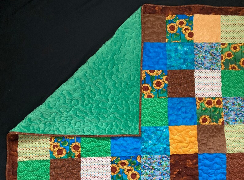 Sunflower Girls Comforter-quilt Big Blocks W/smiley Faces and - Etsy