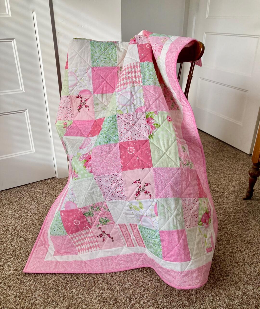 Easter Decor Quilt! Easter Spring LAP Quilt/spring Floral/girl Nursery/bedroom Accent/mother's ...