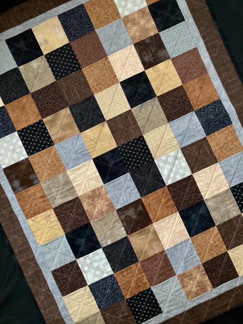 Earth Tone Decor! Urban LAP Quilt! Neutral Shades, Traditional, Cotton ...