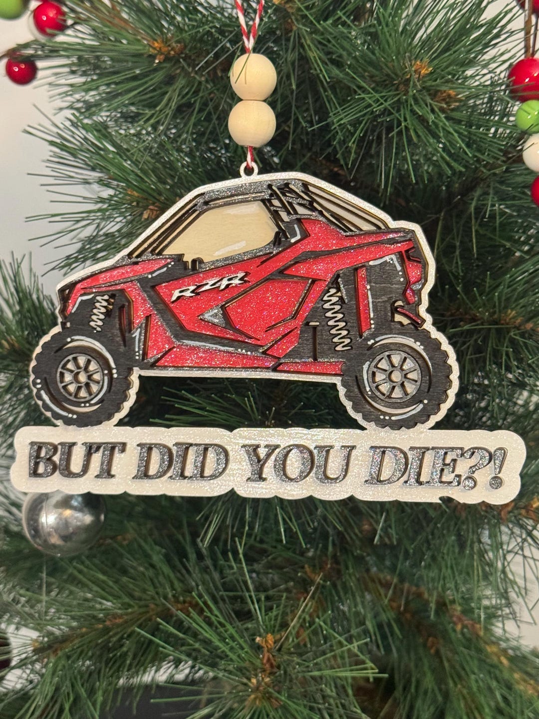 Funny UTV Christmas Ornament: Red Side-by-side, "but Did You Die?!" - Etsy