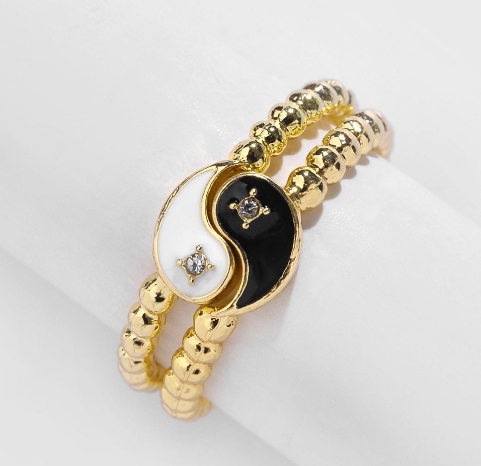 YIN YANG Bestie Rings Ring Set of Two Pink / Blue / White / - Etsy UK