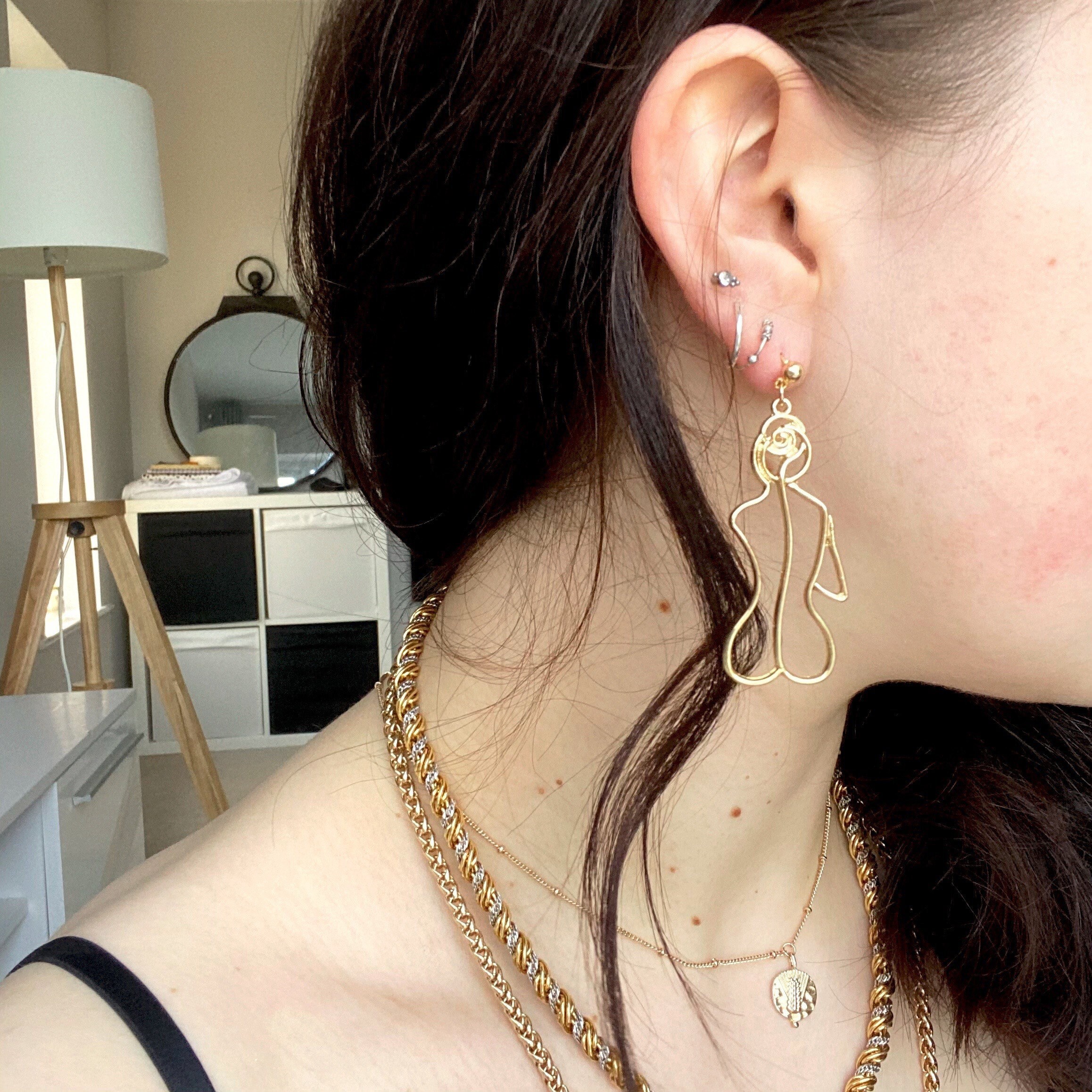 Female women woman body form Earrings Gold Silver colour | Etsy