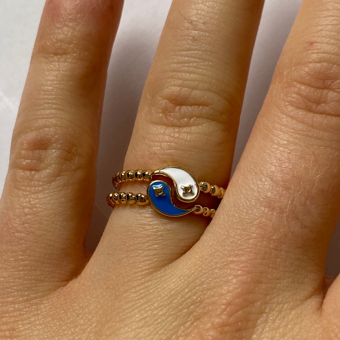 YIN YANG Bestie Rings Ring Set of Two Pink / Blue / White / - Etsy UK