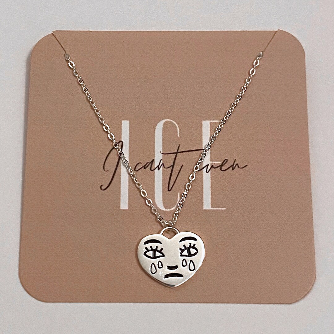 Why so Sad Crying Face 925 Sterling Silver Necklace, Fun Quirky Funny ...