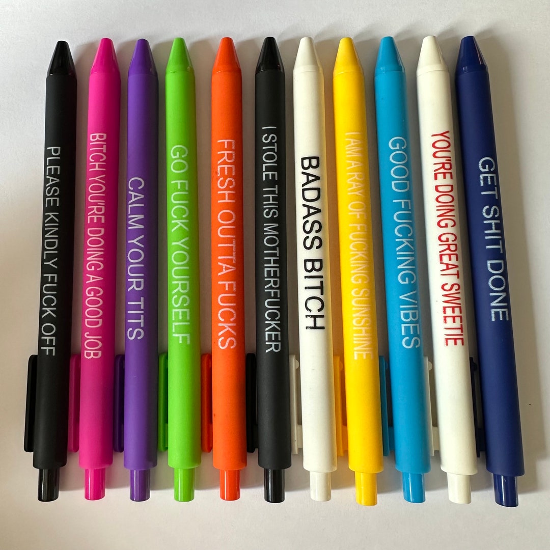 11pcs Funny Rude Secret Santa Gift Ballpoint Pens Swear Words Novelty ...