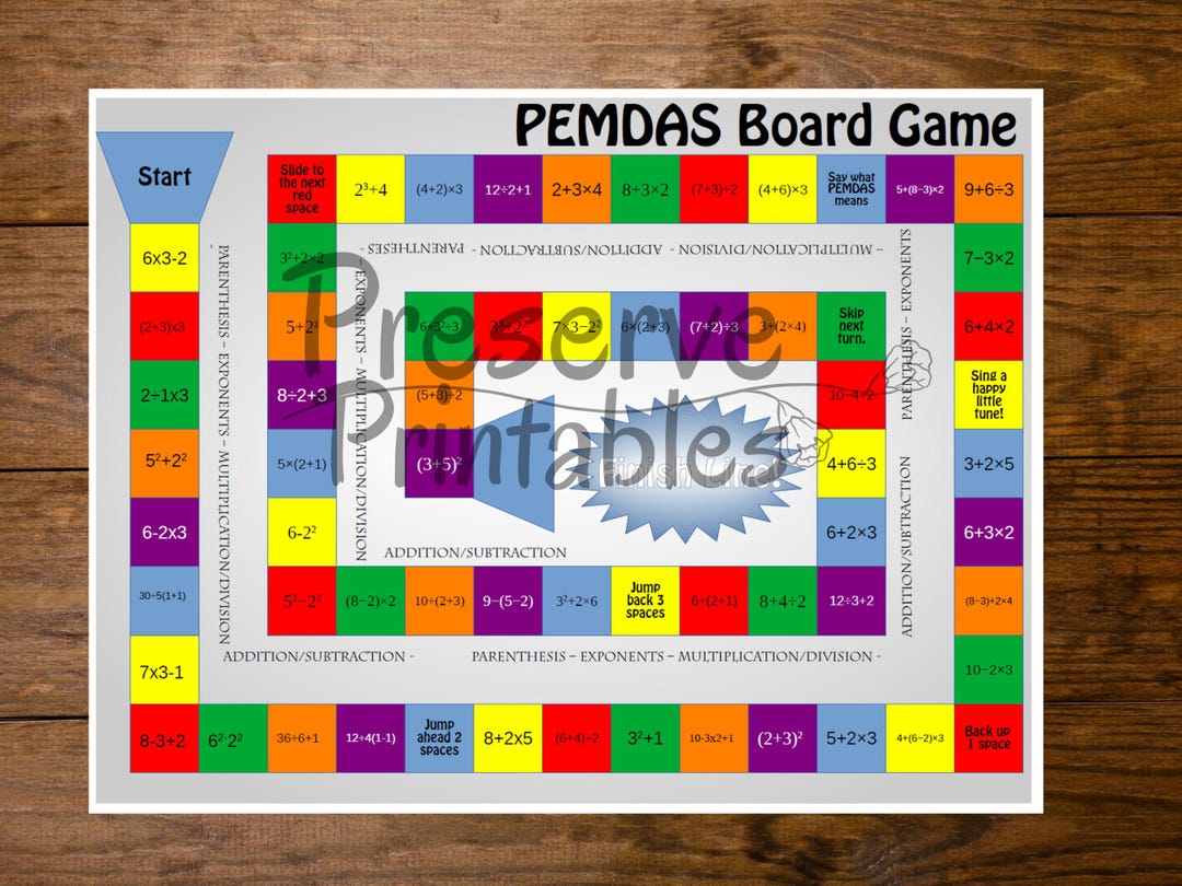 PEMDAS Board Game Order of Operations - 2 Levels - Etsy