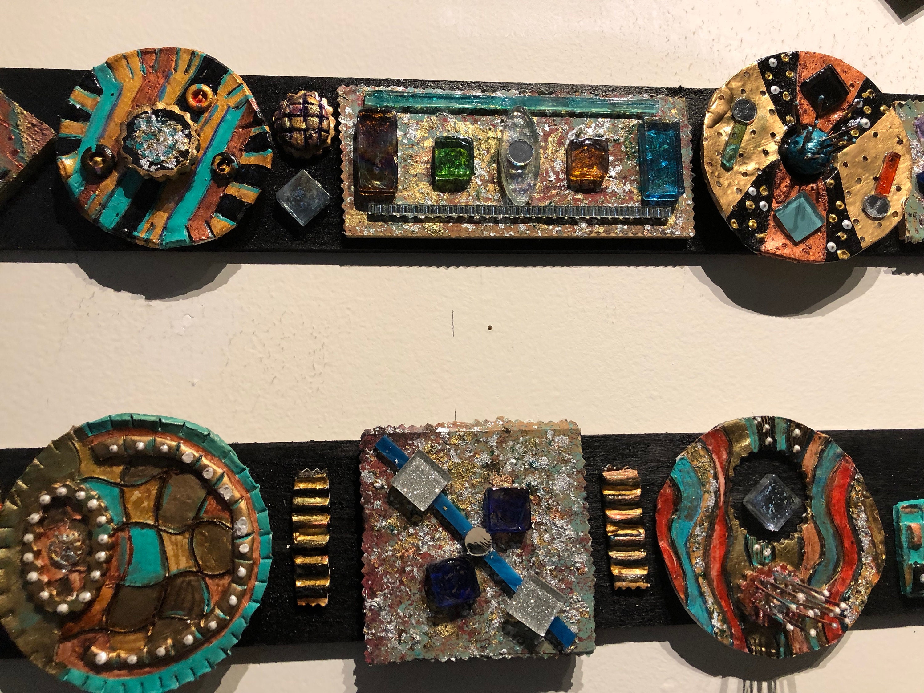 Wood Wall Stix , Polymer Baked Tiles Embellished With Mirrors, Acrylic ...