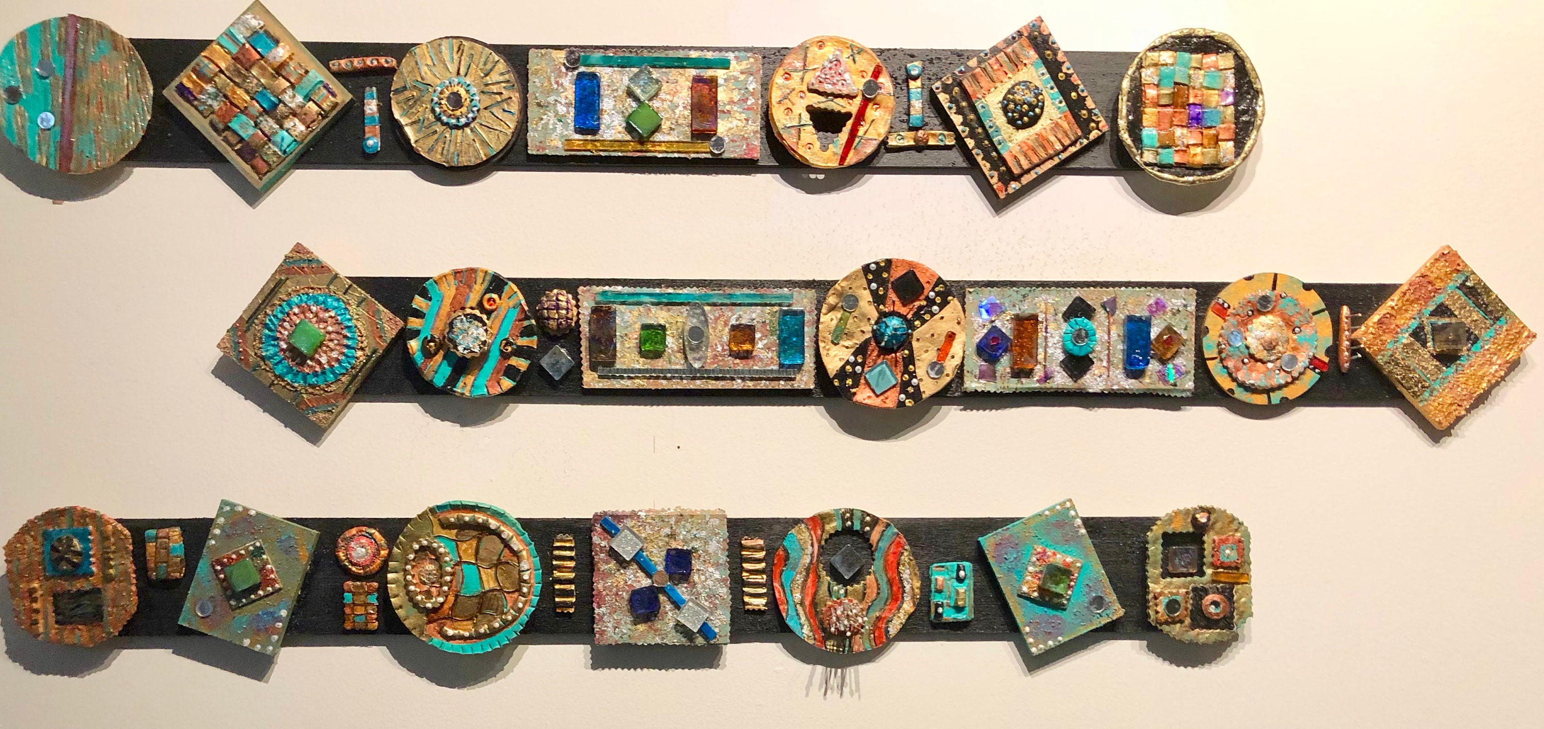 Wood Wall Stix , Polymer Baked Tiles Embellished With Mirrors, Acrylic ...