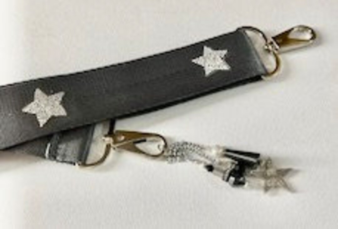 Decorated Handbag Strap, Stars and Celestial Dangles a Silver -gray ...
