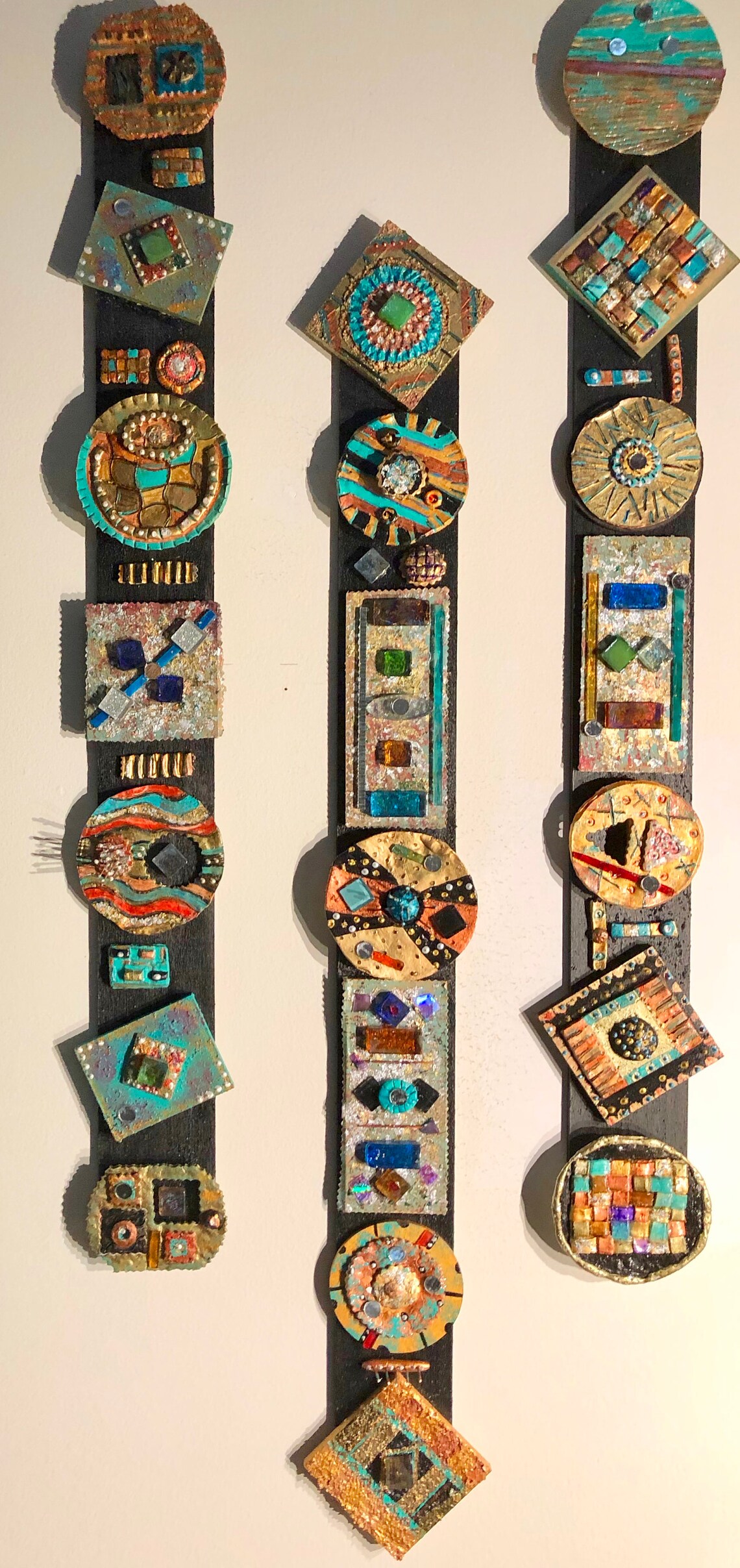 Wood Wall Stix , Polymer Baked Tiles Embellished With Mirrors, Acrylic ...