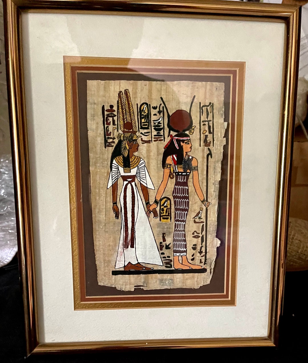 Framed Beautifully , Egyptian Papyrus- Hand Colored Painting - Etsy