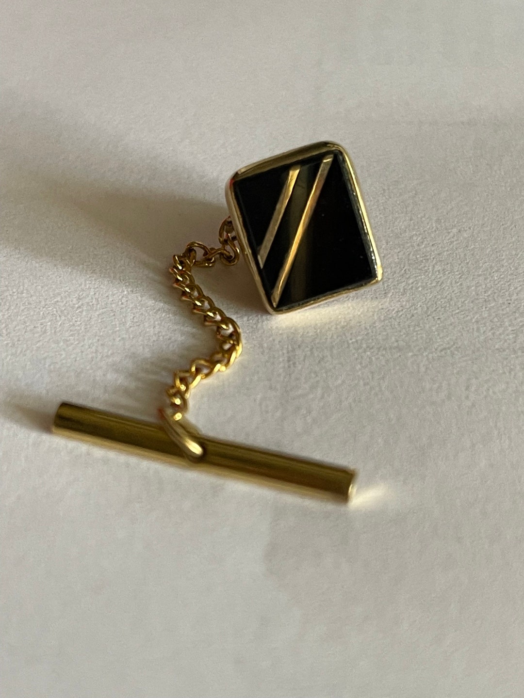 Men's Tie Tack , 14 KT Gold With Onyx Handmade, Gift - Etsy
