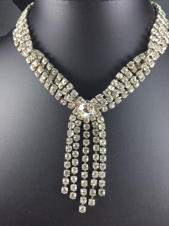 Elegant Rhinestone Necklace Looped/ Bridal Jewelry - Gem