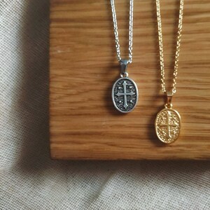 Gold Cross Necklace Silver Cross Pendant Gold Oval Necklace Miraculous ...