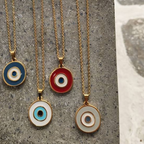 Good Luck Evil Eye Gold Necklace Dainty Evil Eye Necklace - Etsy