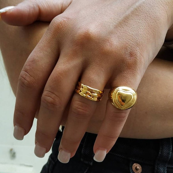 Chunky Gold Rings - Etsy