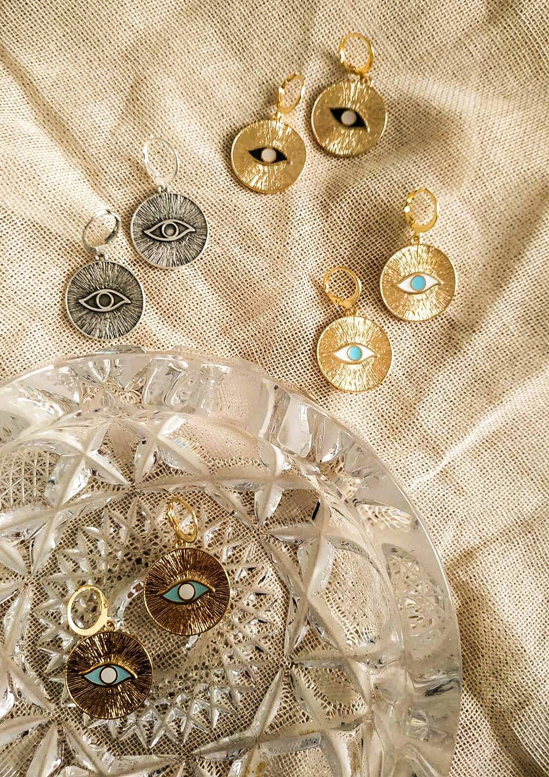 Gold evil eye earrings Gold earrings Evil eye jewellery | Etsy