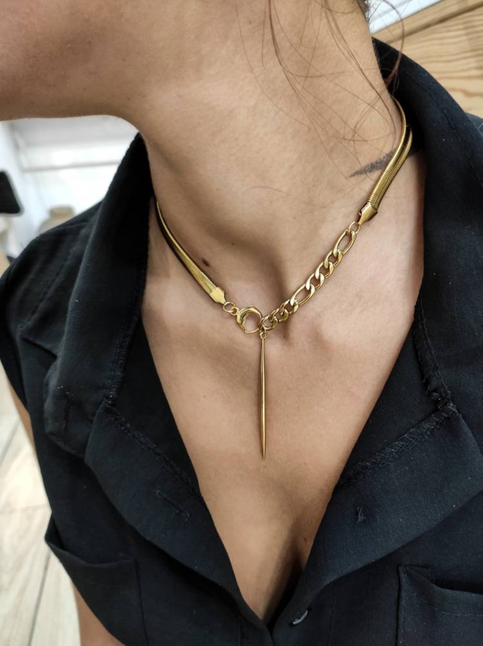 Gold Chain Necklaces for Women, Layered Statement Necklace, Chunky Gold ...