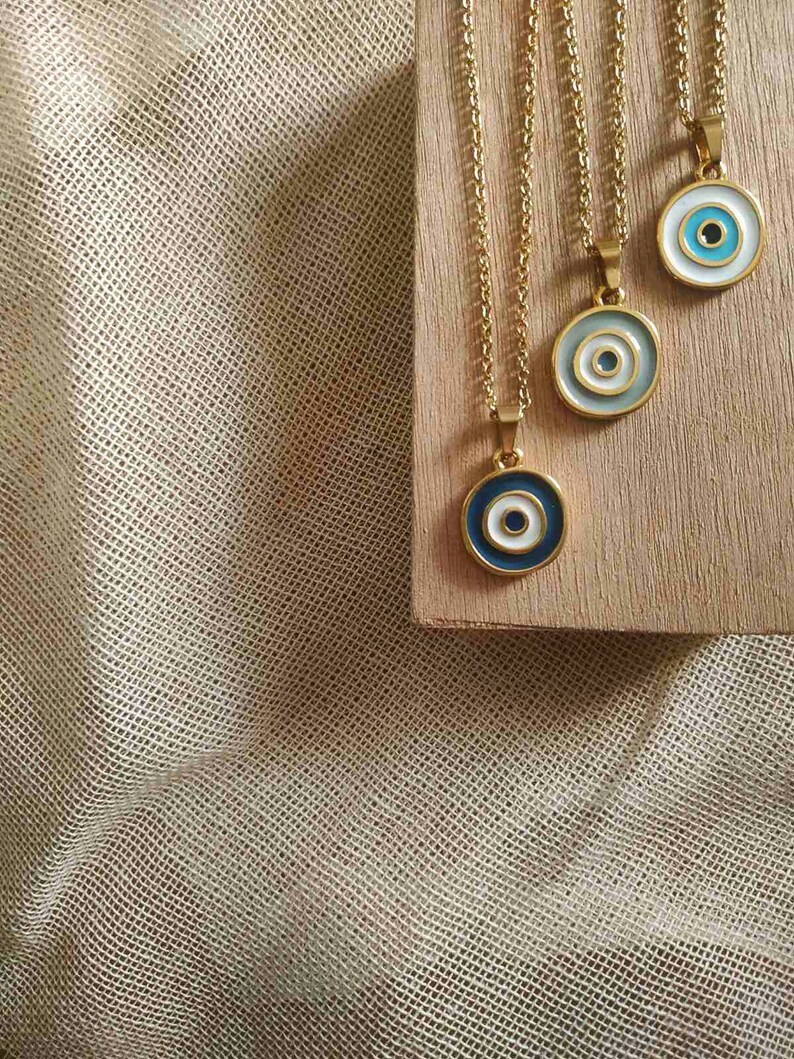 Good Luck Evil Eye Gold Necklace Dainty Evil Eye Necklace Fortune ...
